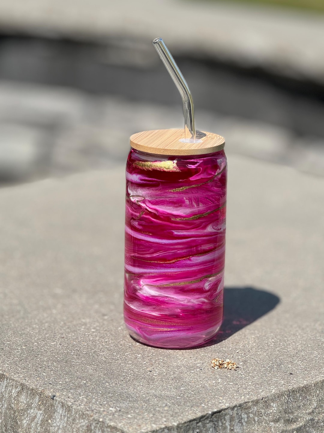 Hand Painted Fluid Art Iced Coffee Glass - Etsy
