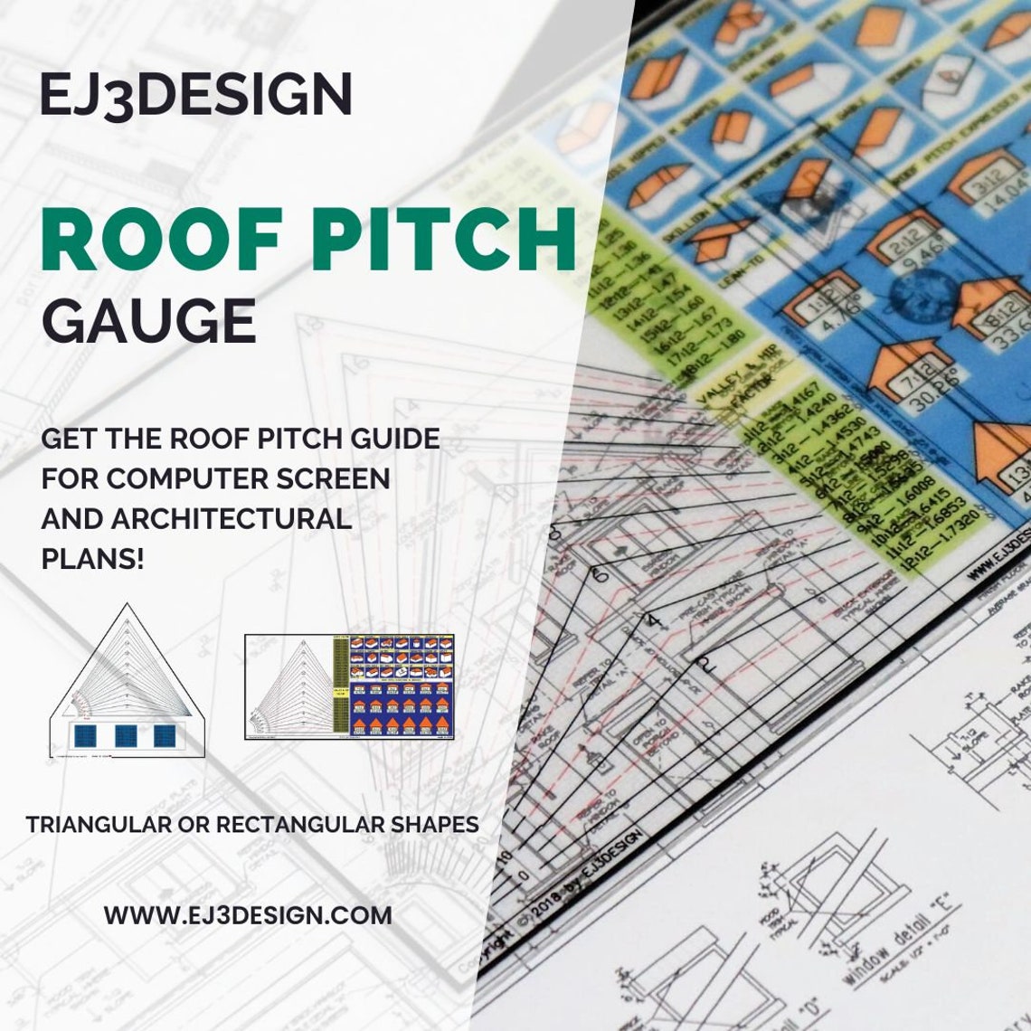 Roof Pitch Gauge for Computer Screen or Architectural Plans, Triangular ...