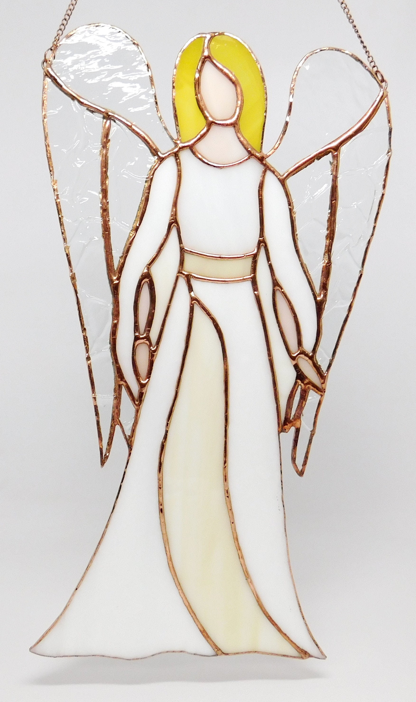 Guardian Angel Stained Glass White Angel Window Hangings. - Etsy
