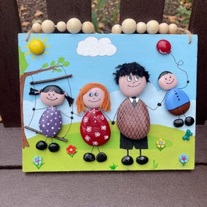 Happy Family Painted Rock, Stone Art, Gift for Friends and Family, Home ...