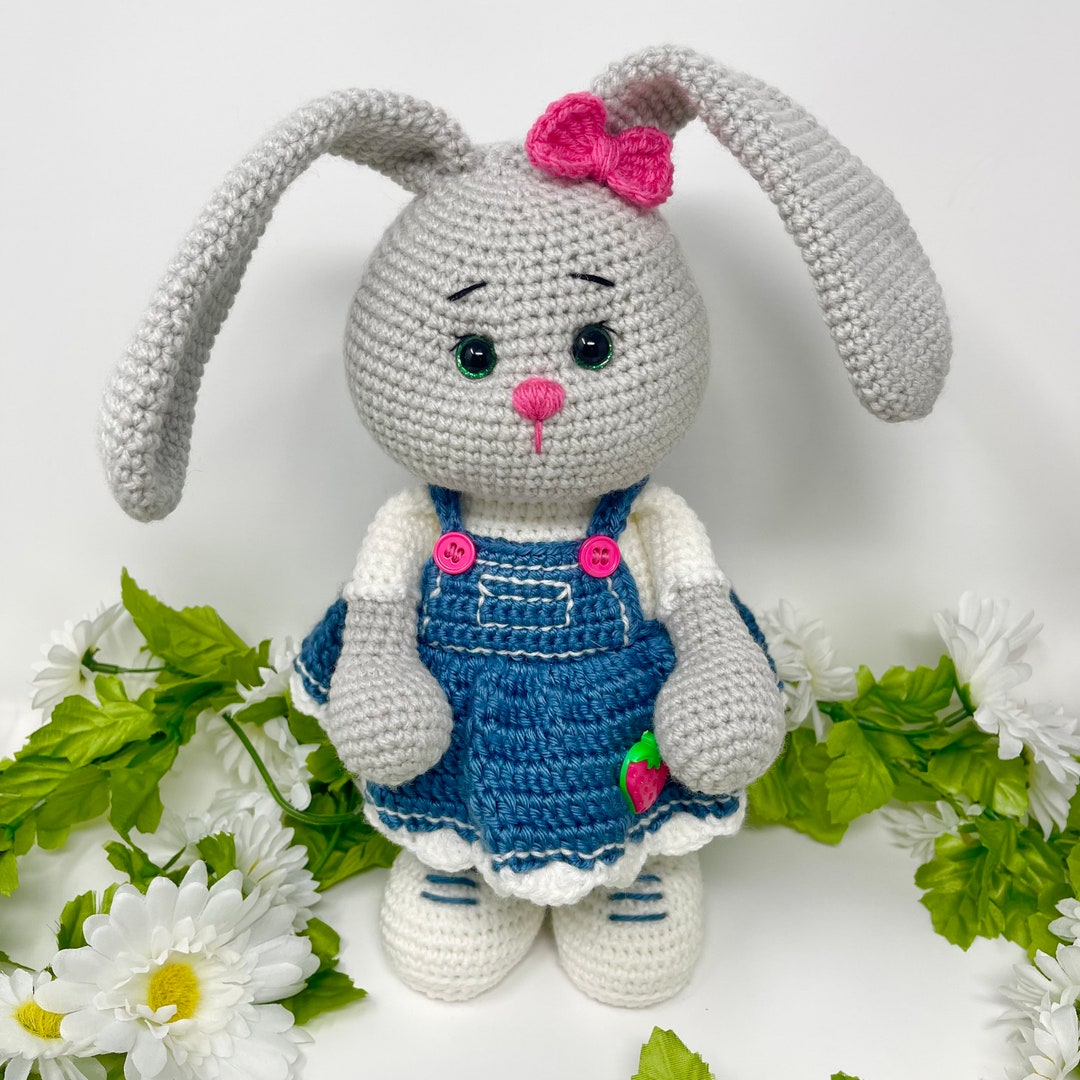 PDF Pattern Bunny Rabbit Girl, Amigurumi Crochet Bunny Doll, Denim ...