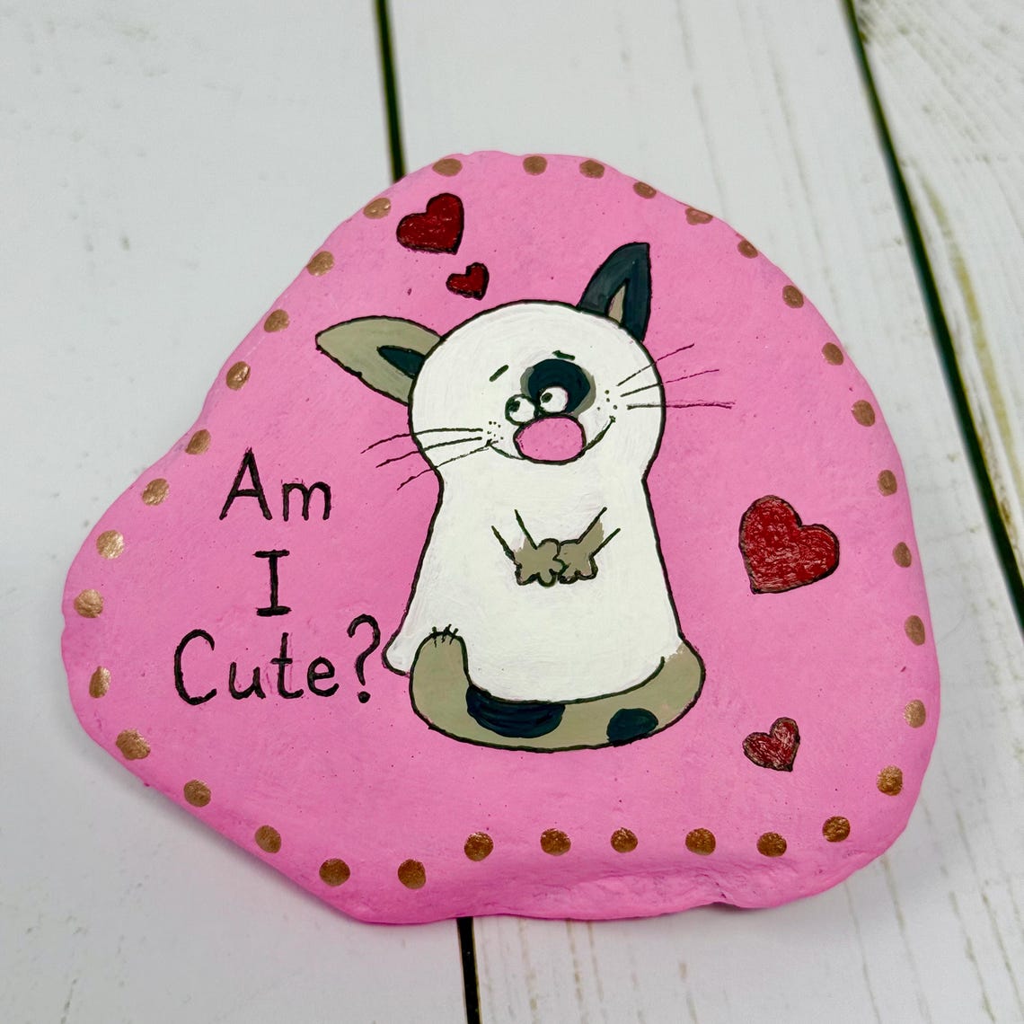 Painted Cat Rock: Whimsical Stone Art for Cat Lovers - Etsy