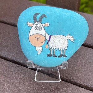 Funny Goat Painted Rock, Stone Art, Gift for Goat Owner, Home Decor ...