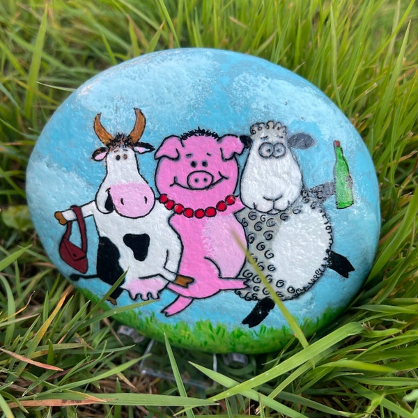 Painted Cow on Rock - Etsy
