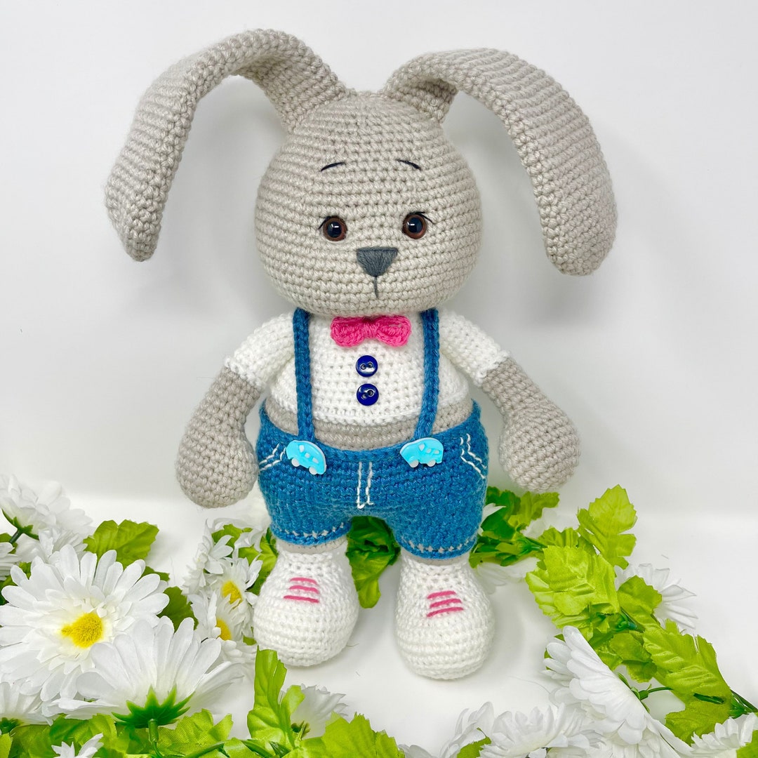 PDF Pattern Bunny Baby Boy Rabbit in Jeans, Amigurumi Crochet Bunny ...