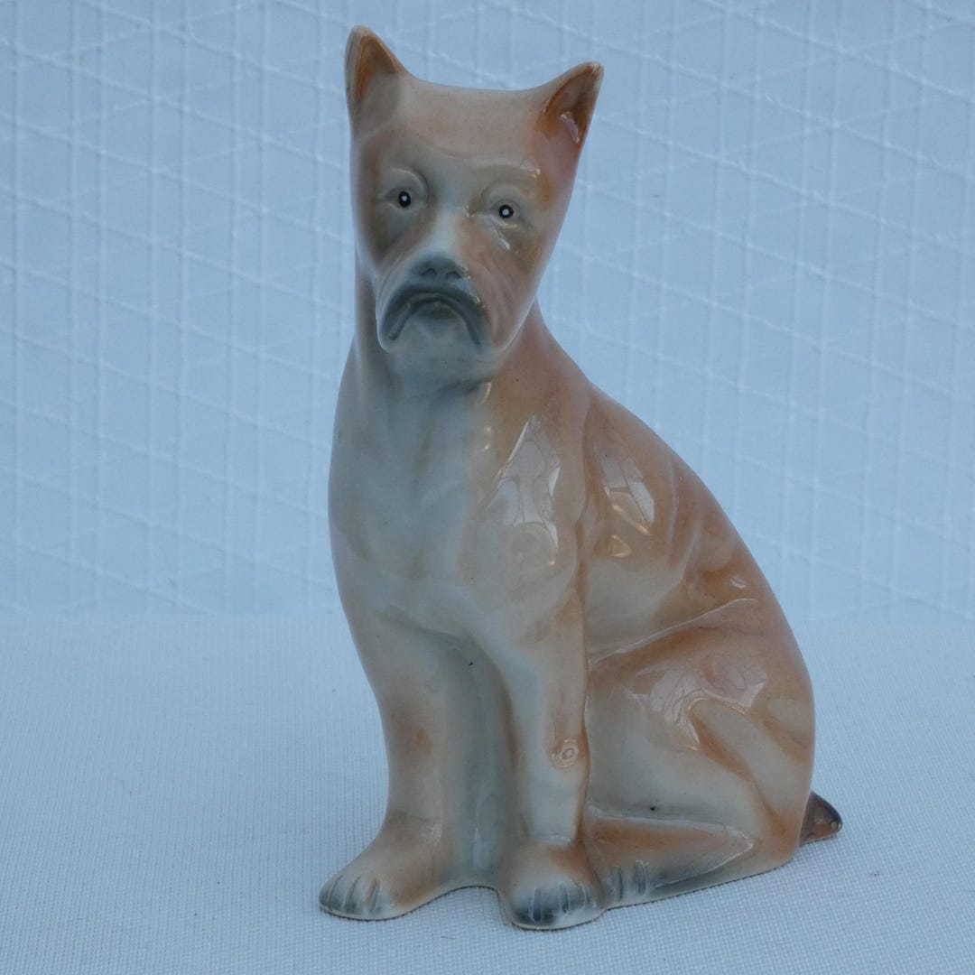 Vintage Porcelain Boxer Dog Figurine Sitting 6.75 Inches Boxer - Etsy