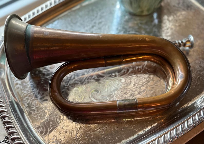 Vintage Brass Copper Cavalry Style Bugle Horn Indian Metal Decor ...