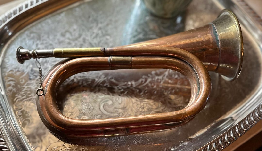 Vintage Brass Copper Cavalry Style Bugle Horn Indian Metal Decor ...