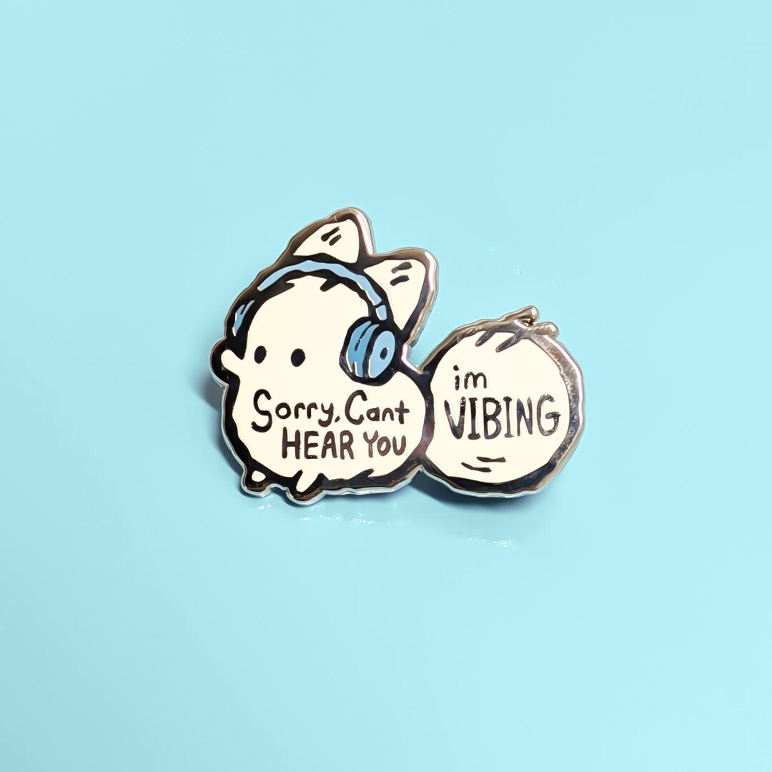 Can't Hear You, I'm Vibing Anxiety Fox Enamel Lapel Pin, Mental Health ...