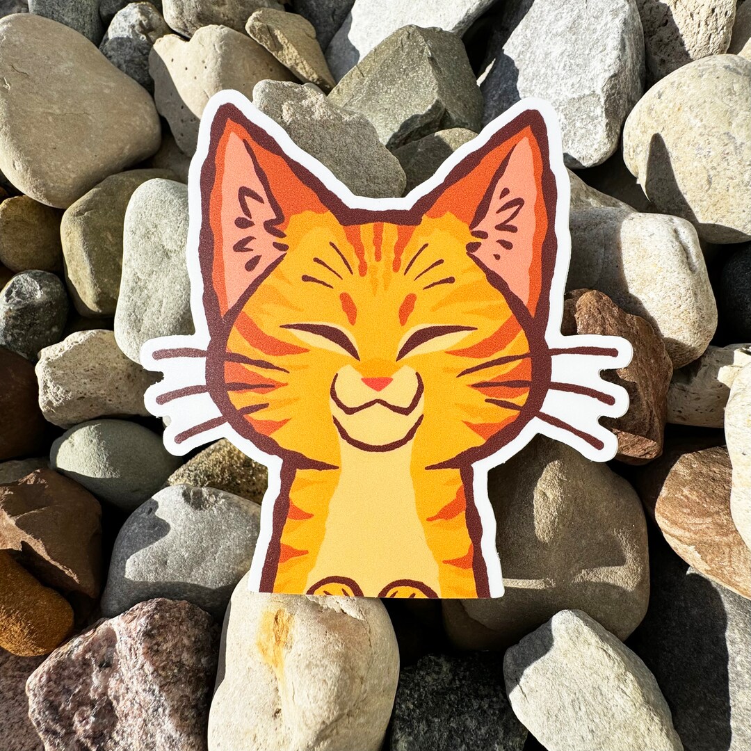 Orange Cat Peeker Vinyl Sticker - Etsy