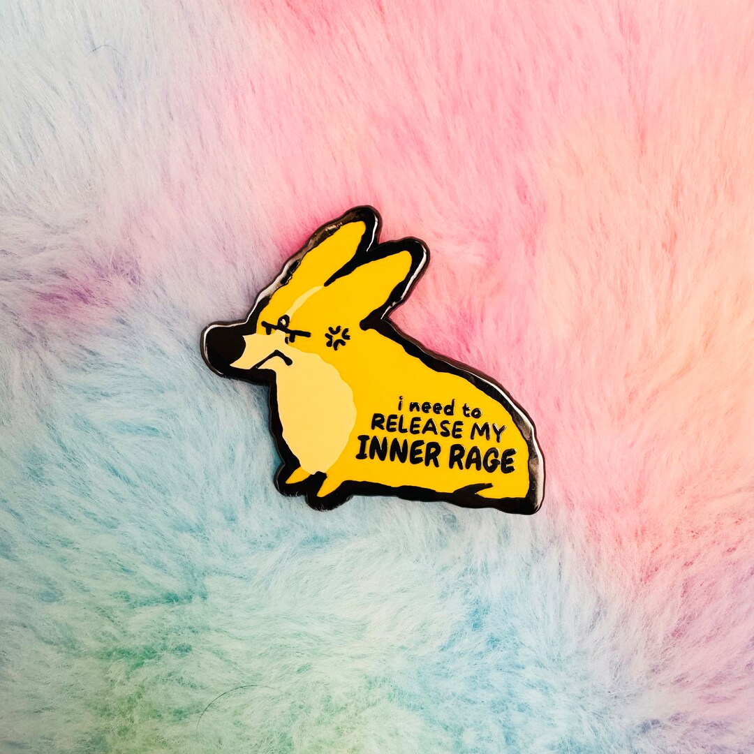Bug the Corgi Inner Rage Enamel Pin - Etsy