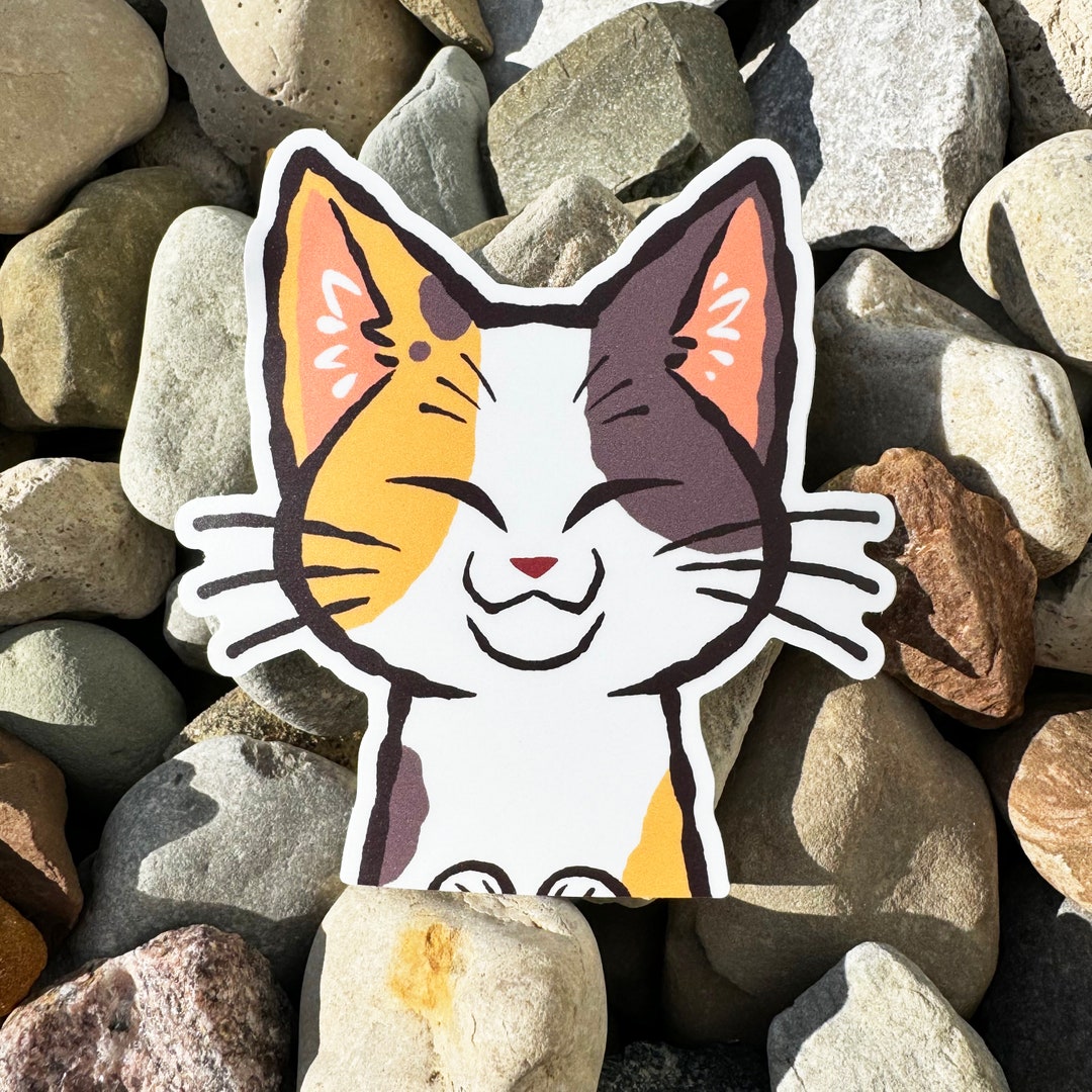 Calico Cat Peeker Vinyl Sticker | Cute Cat Decal for Car, Laptop ...