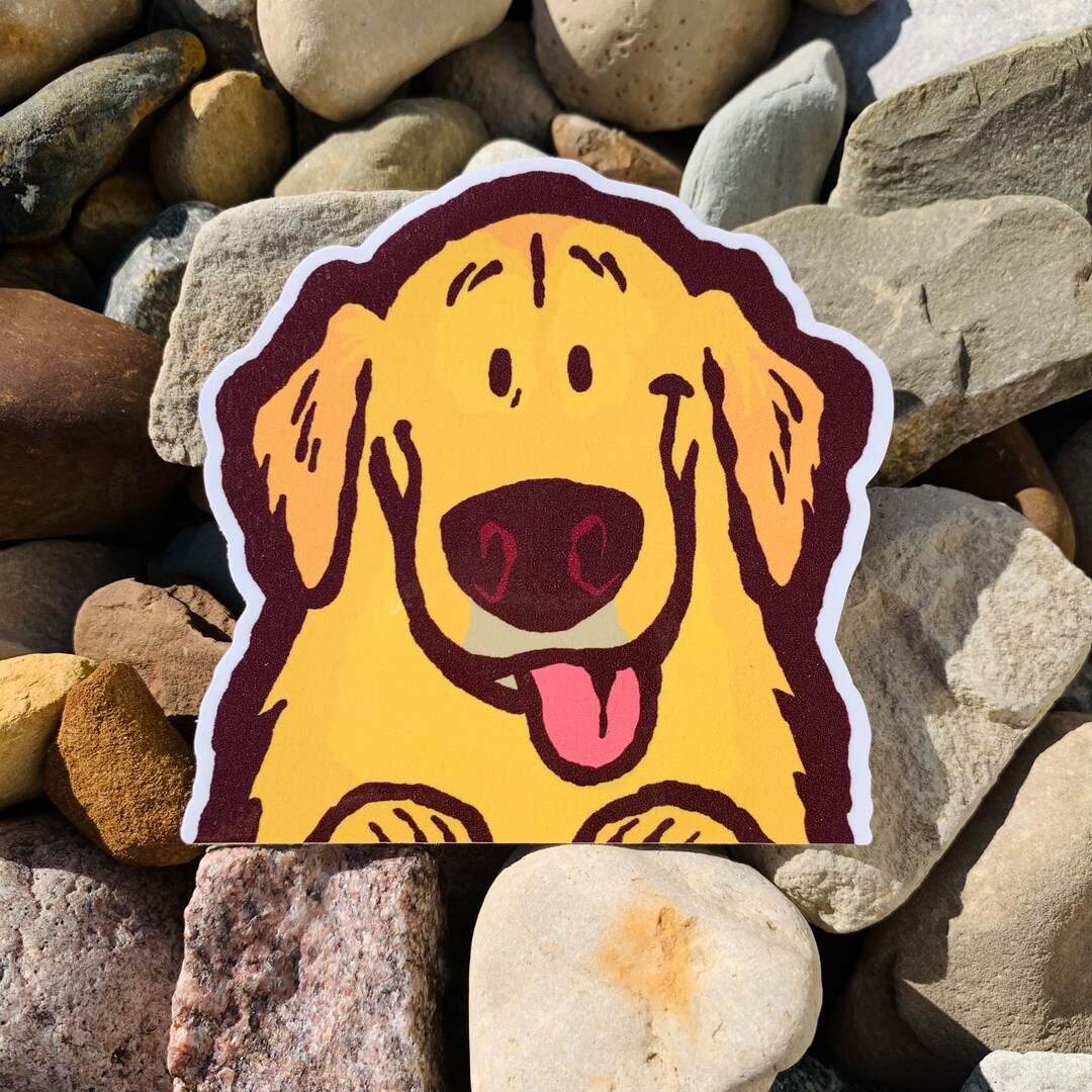 Golden Retriever Peeker Vinyl Sticker | Cute Dog Window Sticker, Animal ...