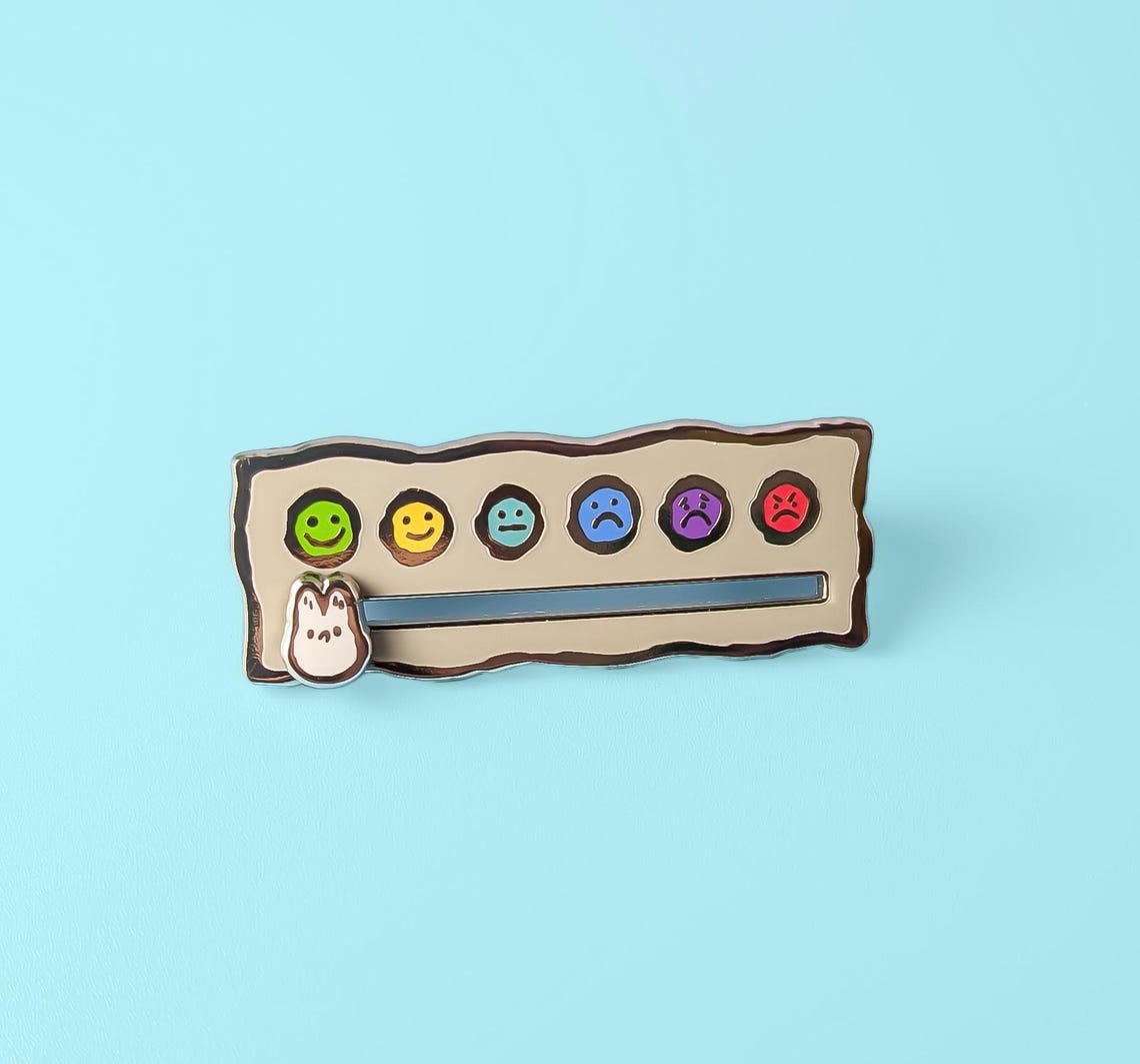 Anxiety Fox Social Battery Mood Slider Enamel Pin - Etsy