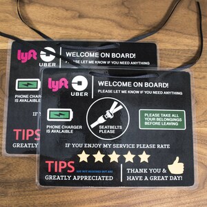 Lyft and Uber Informative Placard - 2 Placards (8.5"x11") - Rating and ...