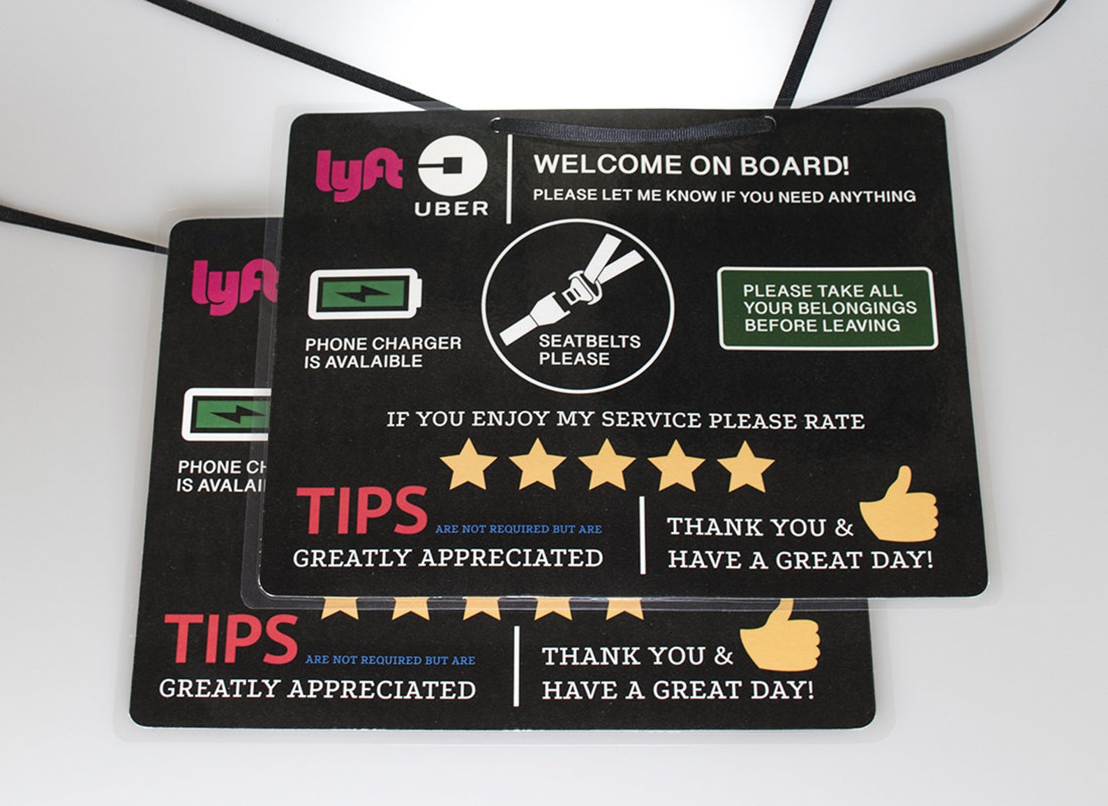 Lyft and Uber Informative Placard - 2 Placards (8.5"x11") - Rating and ...