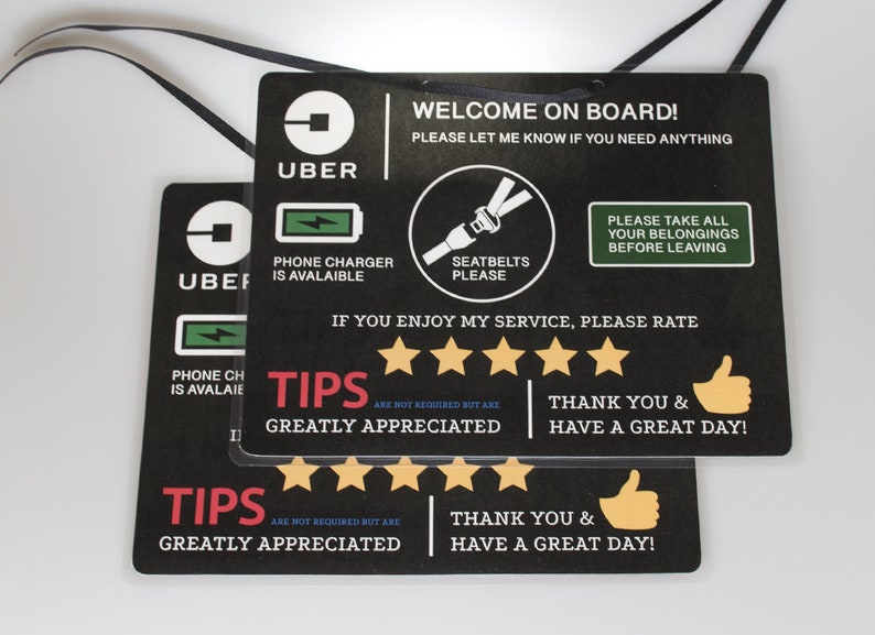 Uber Informative Placard - 2 Placards (8.5"x11") - Rating and Tips ...