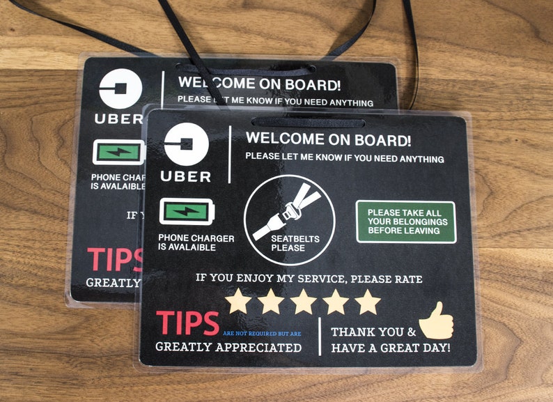 Uber Informative Placard - 2 Placards (8.5"x11") - Rating and Tips ...