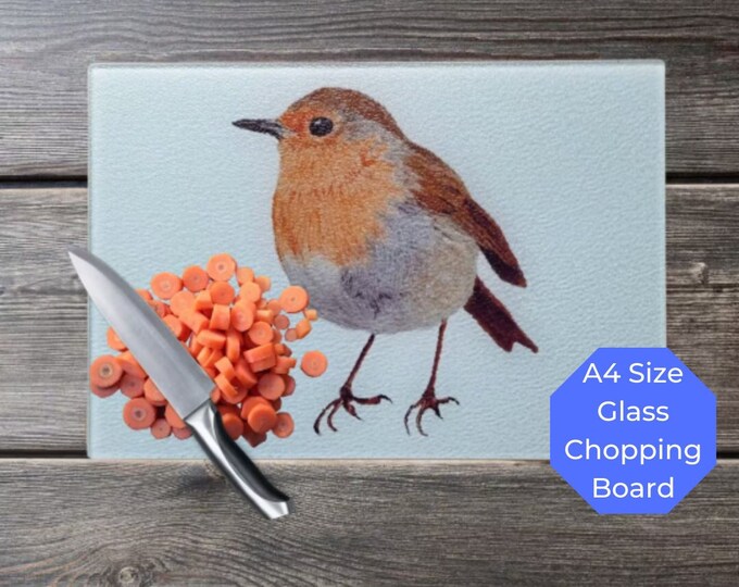 Robin Personalised Glass Chopping Cutting Board, Large, Worktop Saver ...