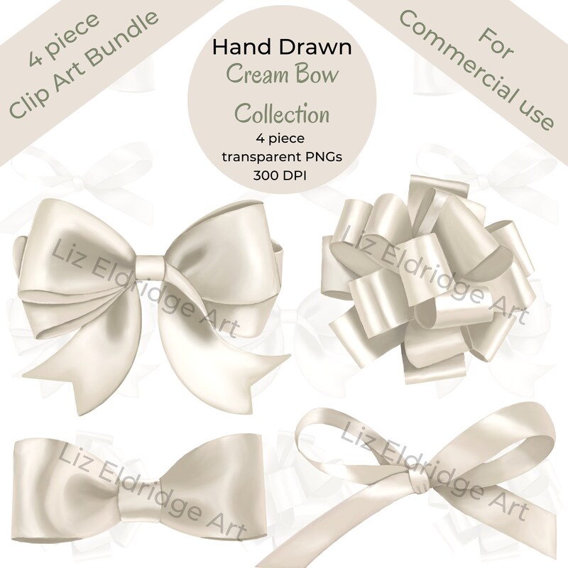 Cream Bow - Etsy