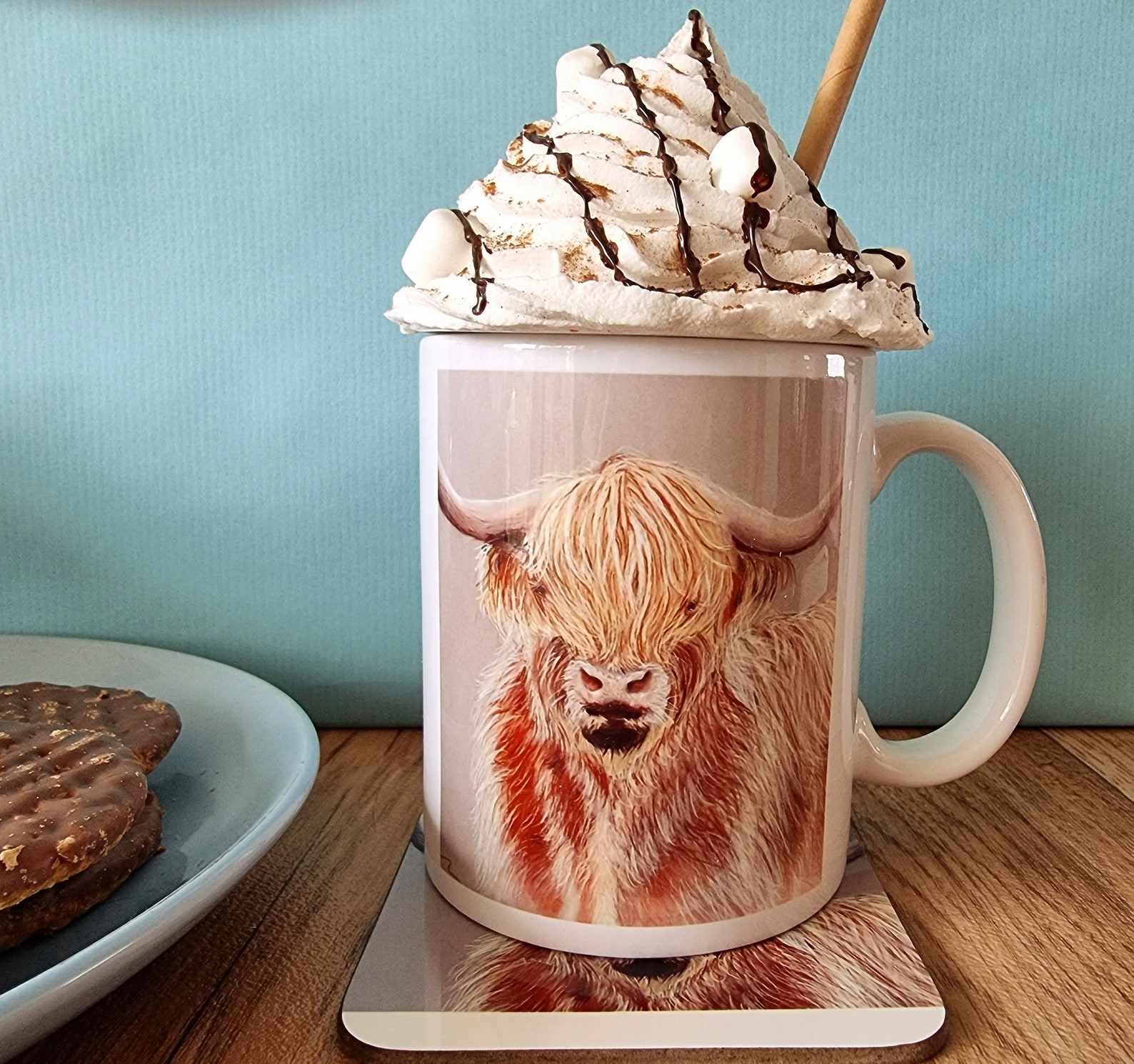 Highland Cow Ceramic Mug Matching Coaster Available. Animal - Etsy