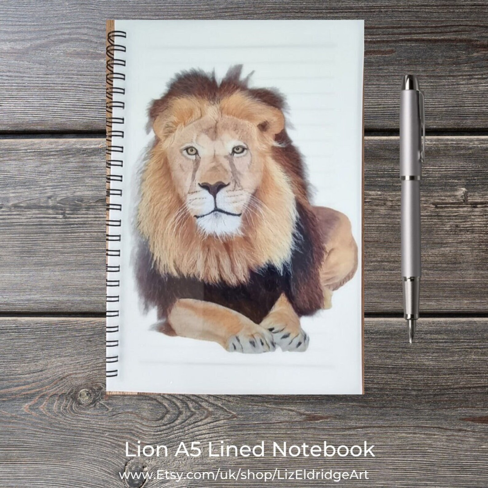 Lion Notebook A5 Lined can Be Personalised Gift for Animal - Etsy UK
