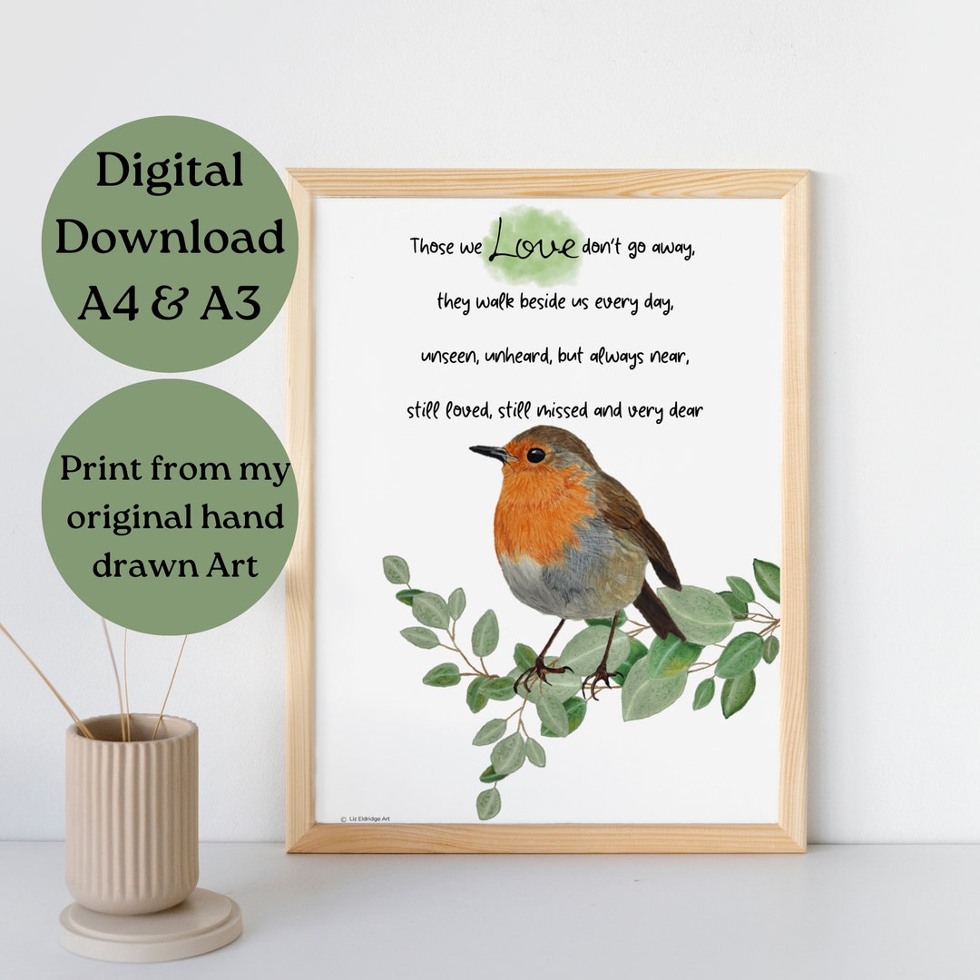 Robin Poem Memorial Digital Poster, Downloadable Print at Home Poster ...