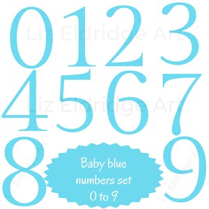 Eucalyptus Baby Blue Number Clipart Bundle, 0 to 9 Pink Clipart 300dpi ...