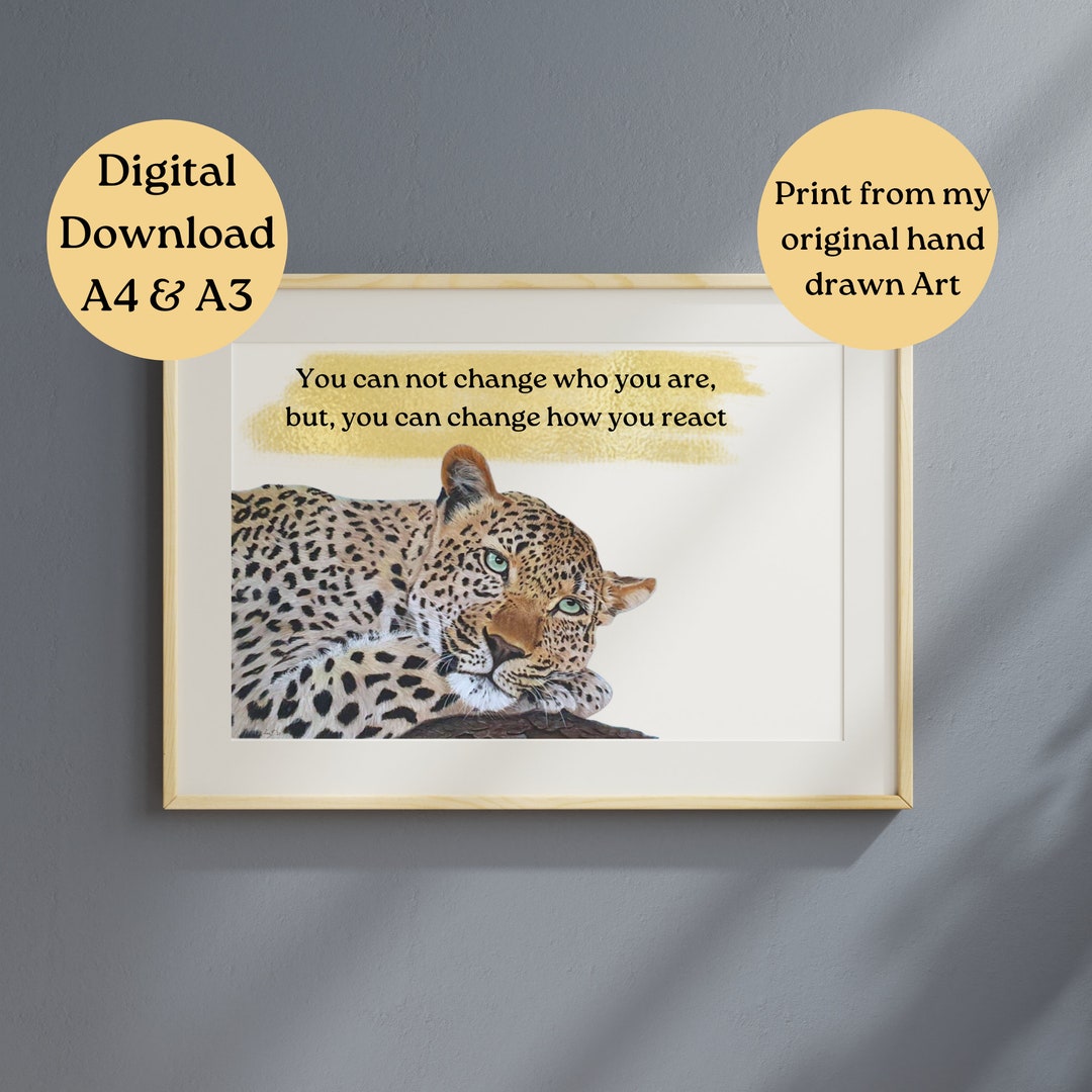 Leopard Motivational Digital Poster, Inspirational Quote Print at Home ...