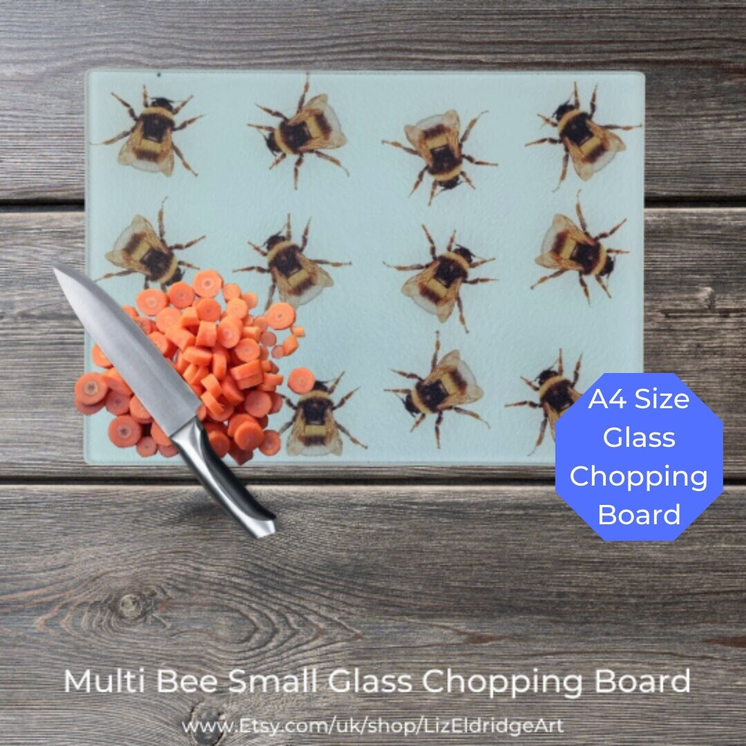 Bumble Bees Glass Chopping Cutting Board Worktop Saver, Small, Bee Gift ...