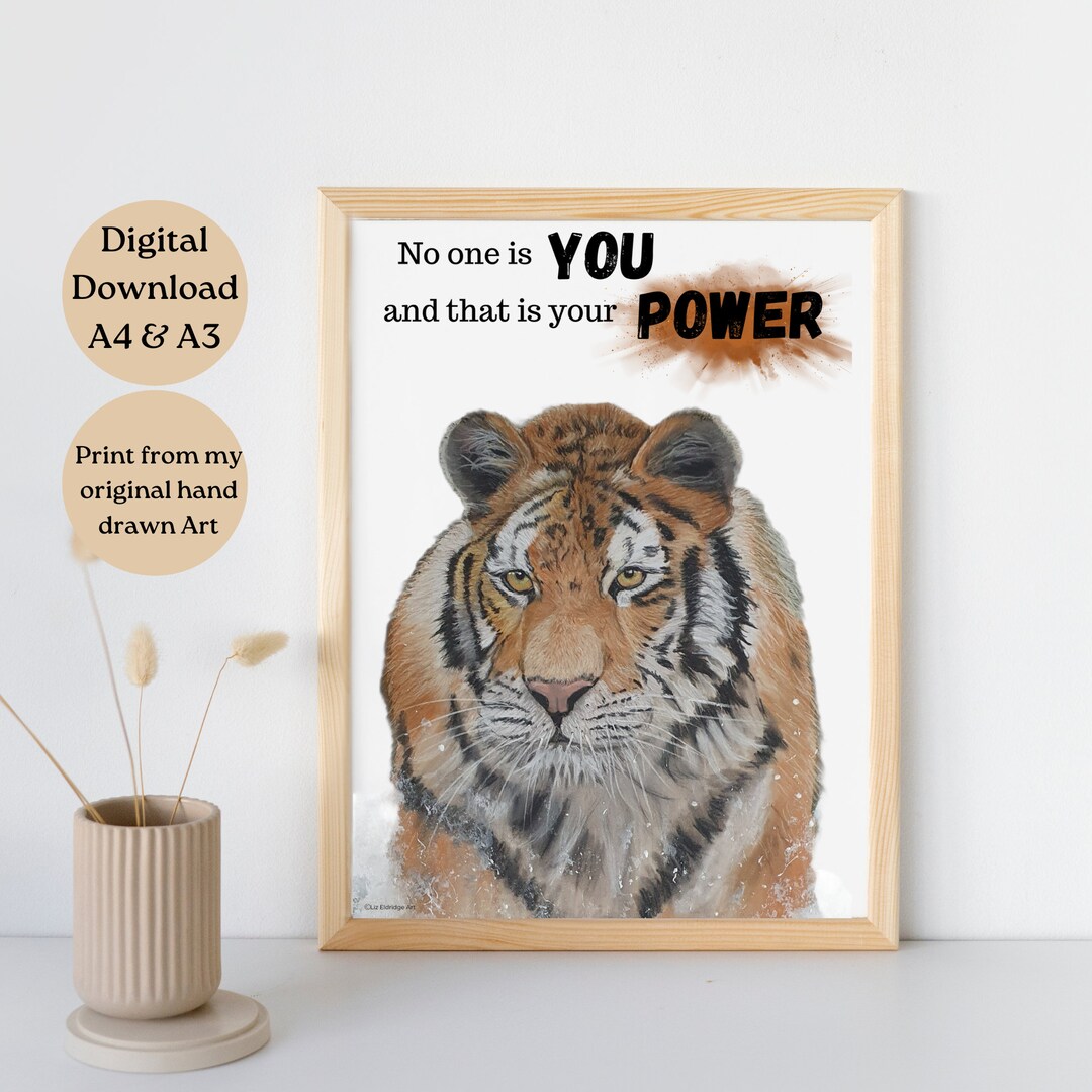 Tiger Print Motivational Digital Poster With the Quote No One is You ...