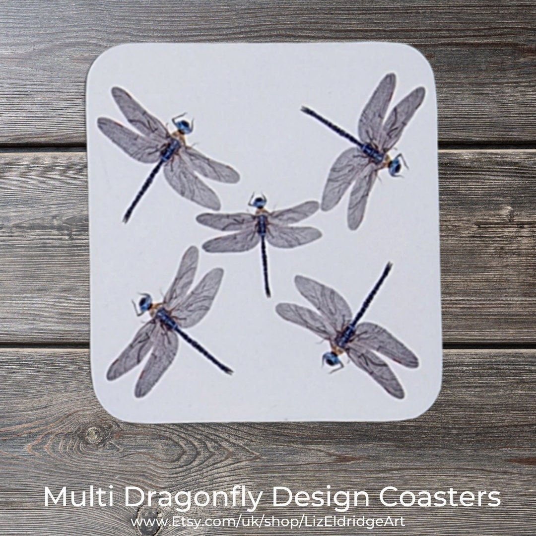 Multi Dragonfly Coasters Square 9 X 9cm Hardbacked - Etsy Canada