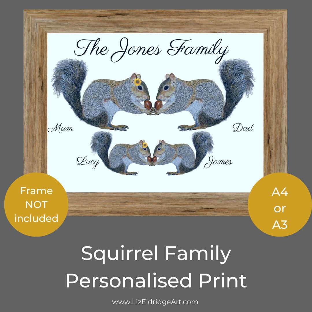 Personalised Squirrel Family Print Featuring My Own Original Art ...
