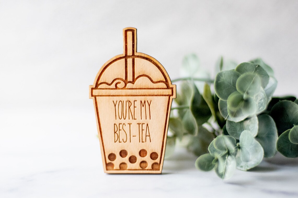 Cute Wooden Bubble Tea Pun Magnet Best-tea Pun Magnet - Etsy