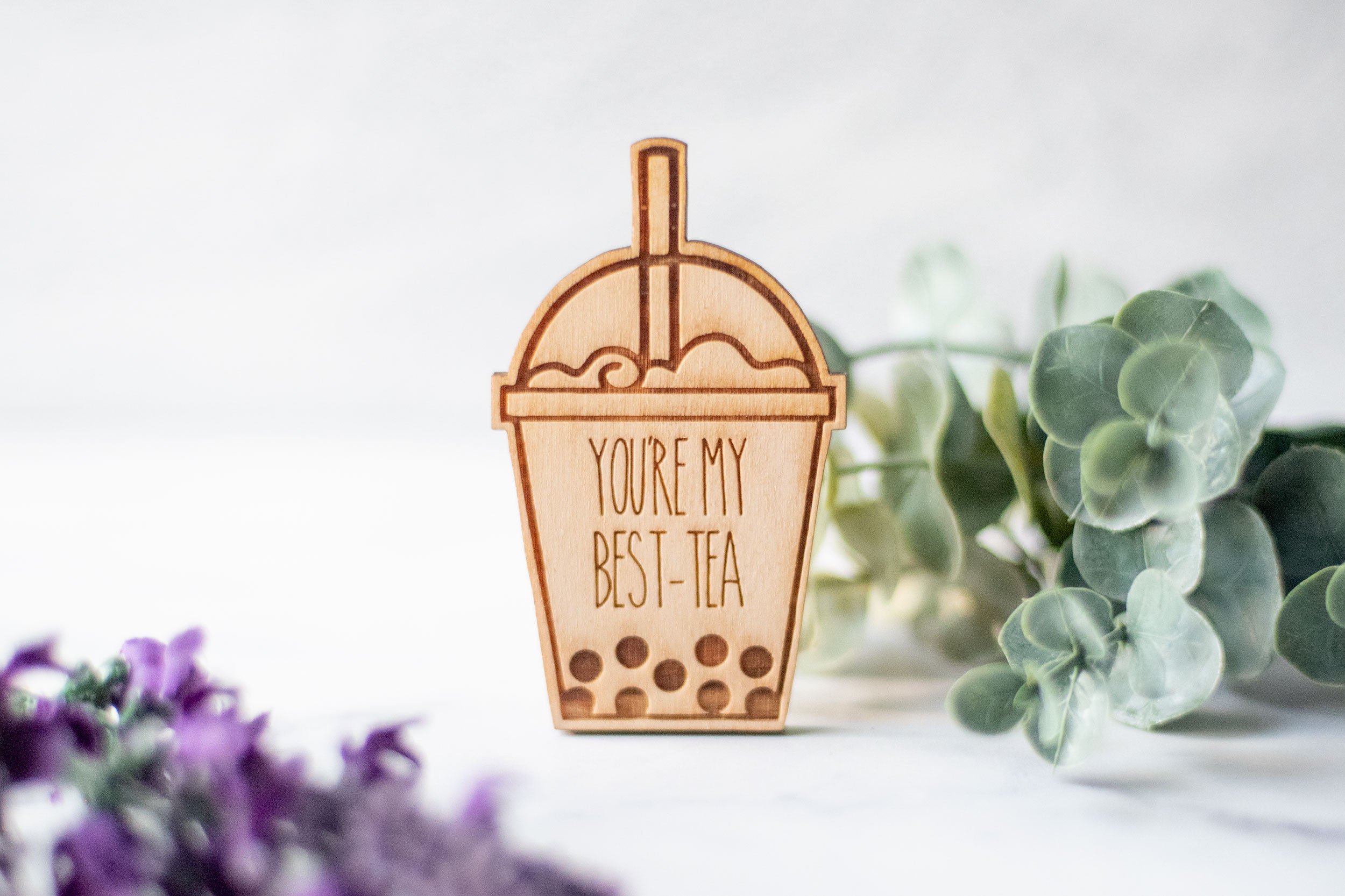 Cute Wooden Bubble Tea Pun Magnet Best-tea Pun Magnet - Etsy