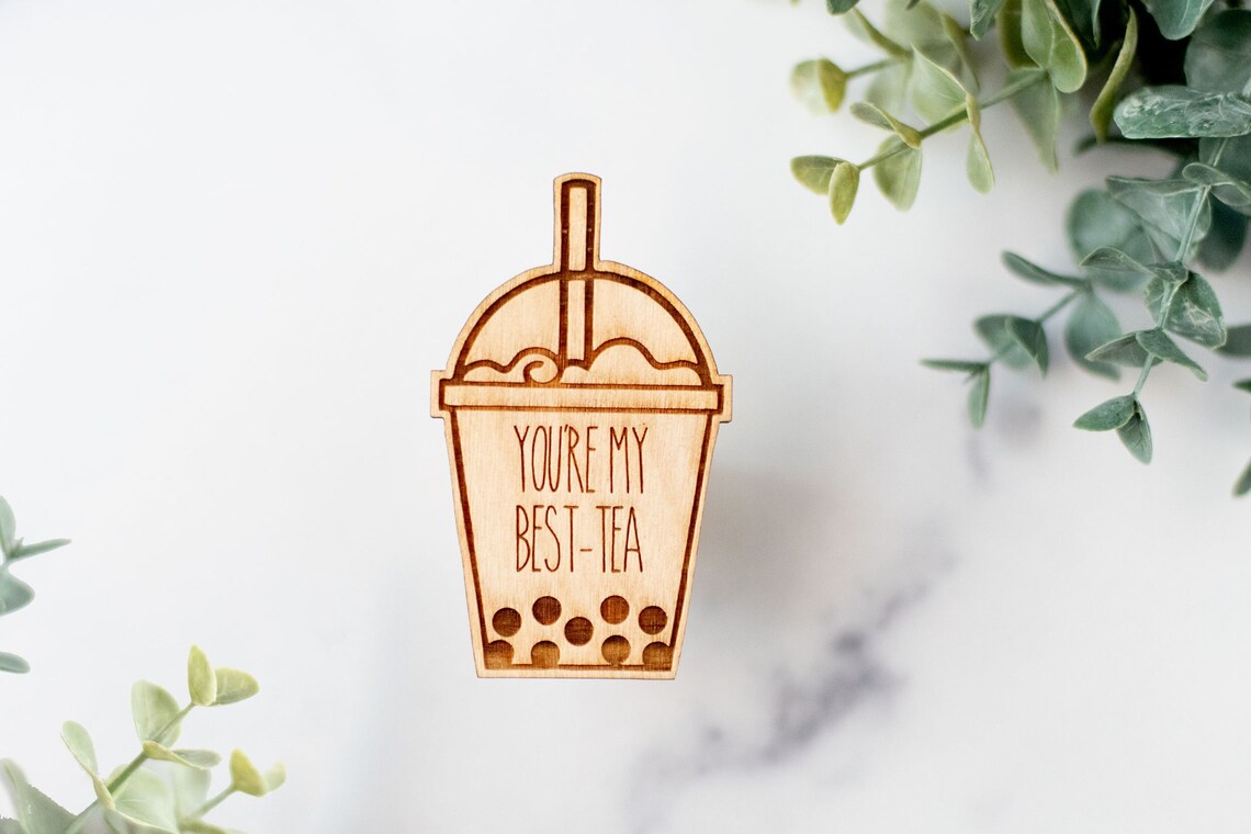 Cute Wooden Bubble Tea Pun Magnet Best-tea Pun Magnet - Etsy