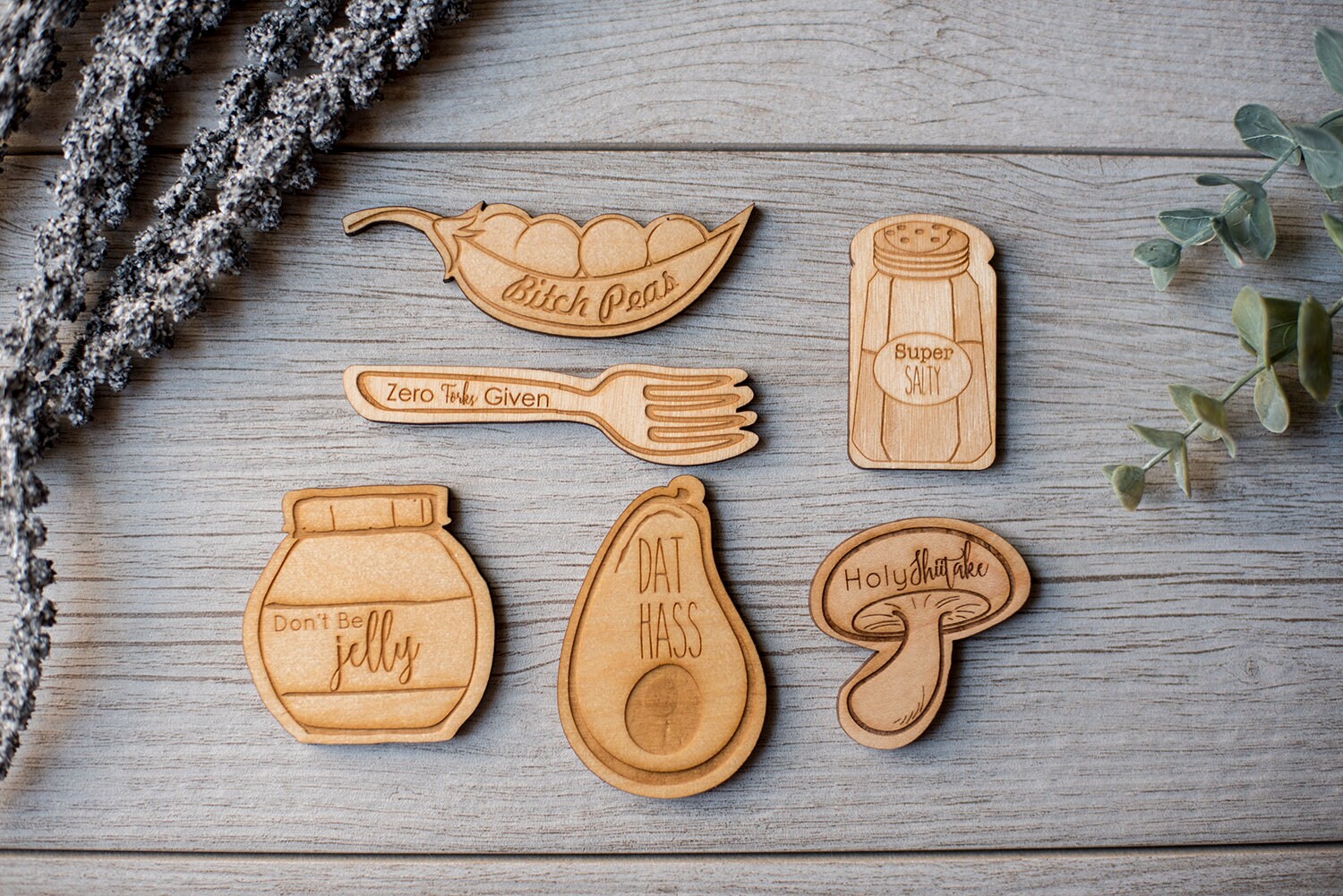 Cute Food Pun Magnets Wooden Food Magnets Edgy Food Puns | Etsy