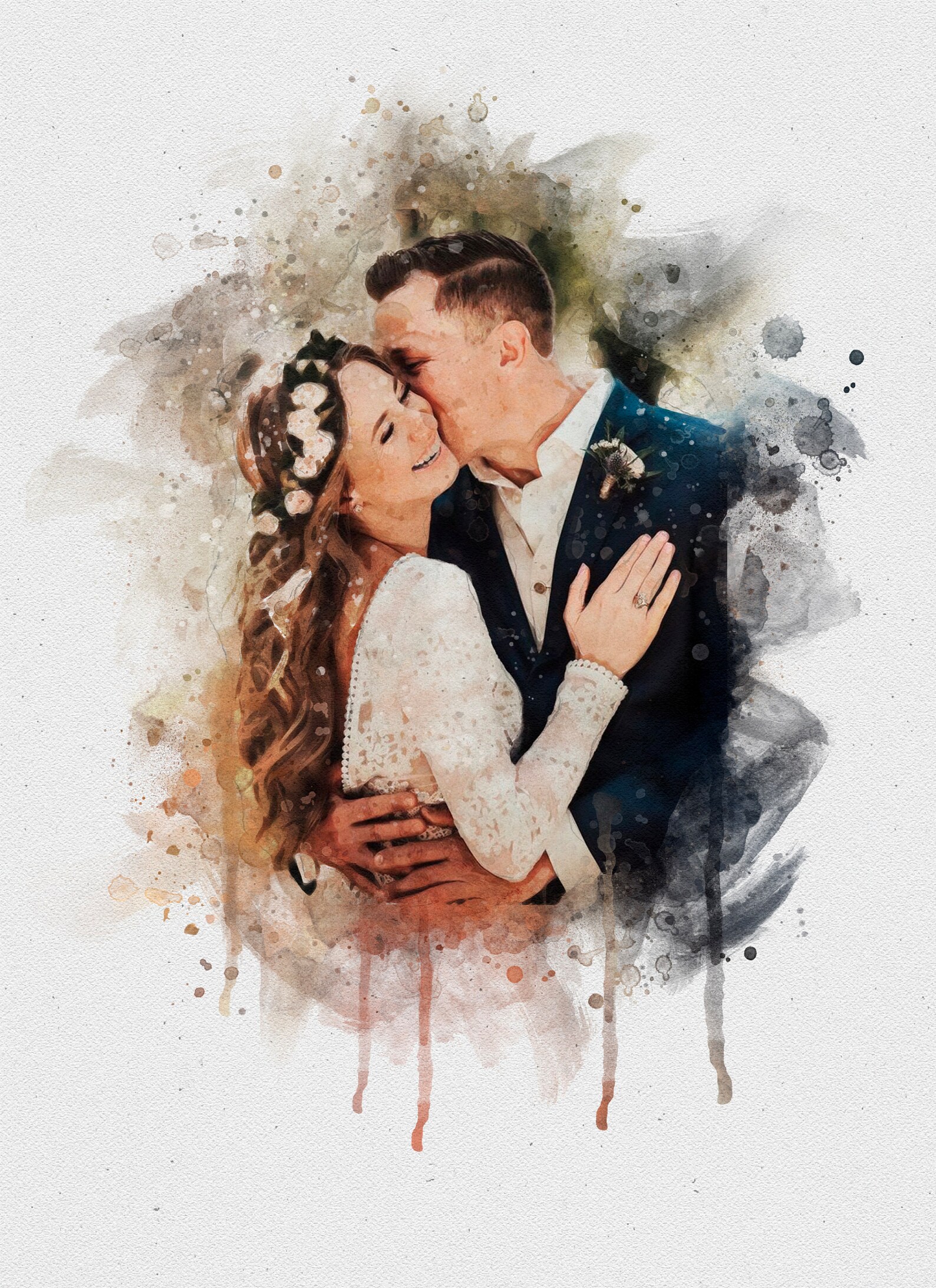 First 1st Anniversary Gift / Custom Portrait of Couple / - Etsy