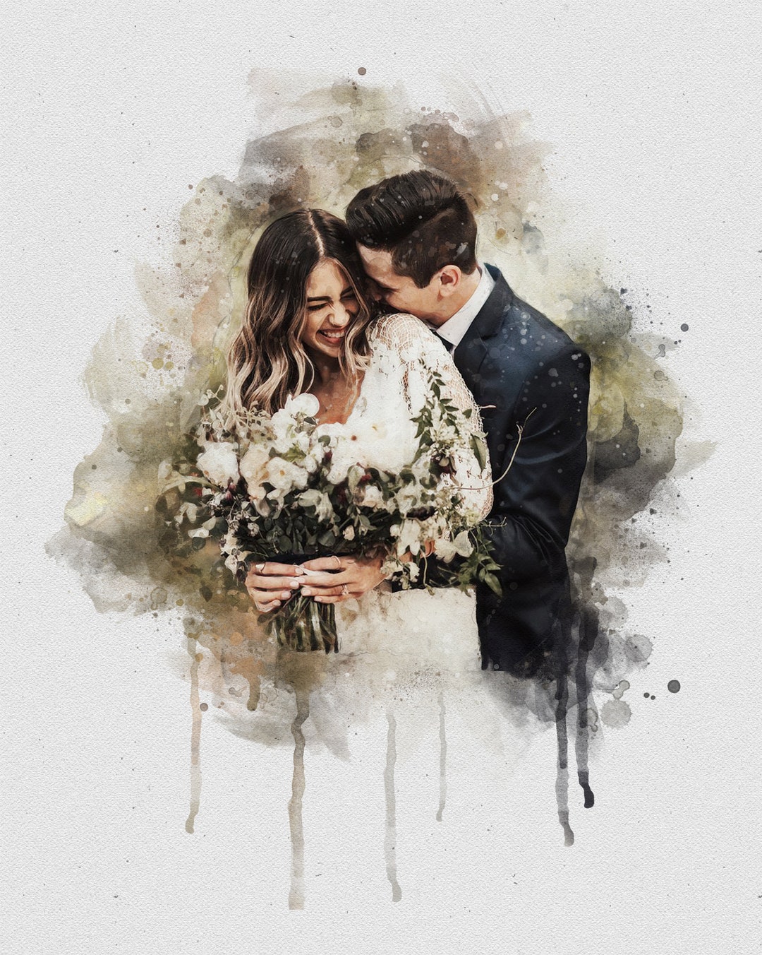 First 1st Anniversary Gift / Custom Portrait of Couple / Anniversary ...