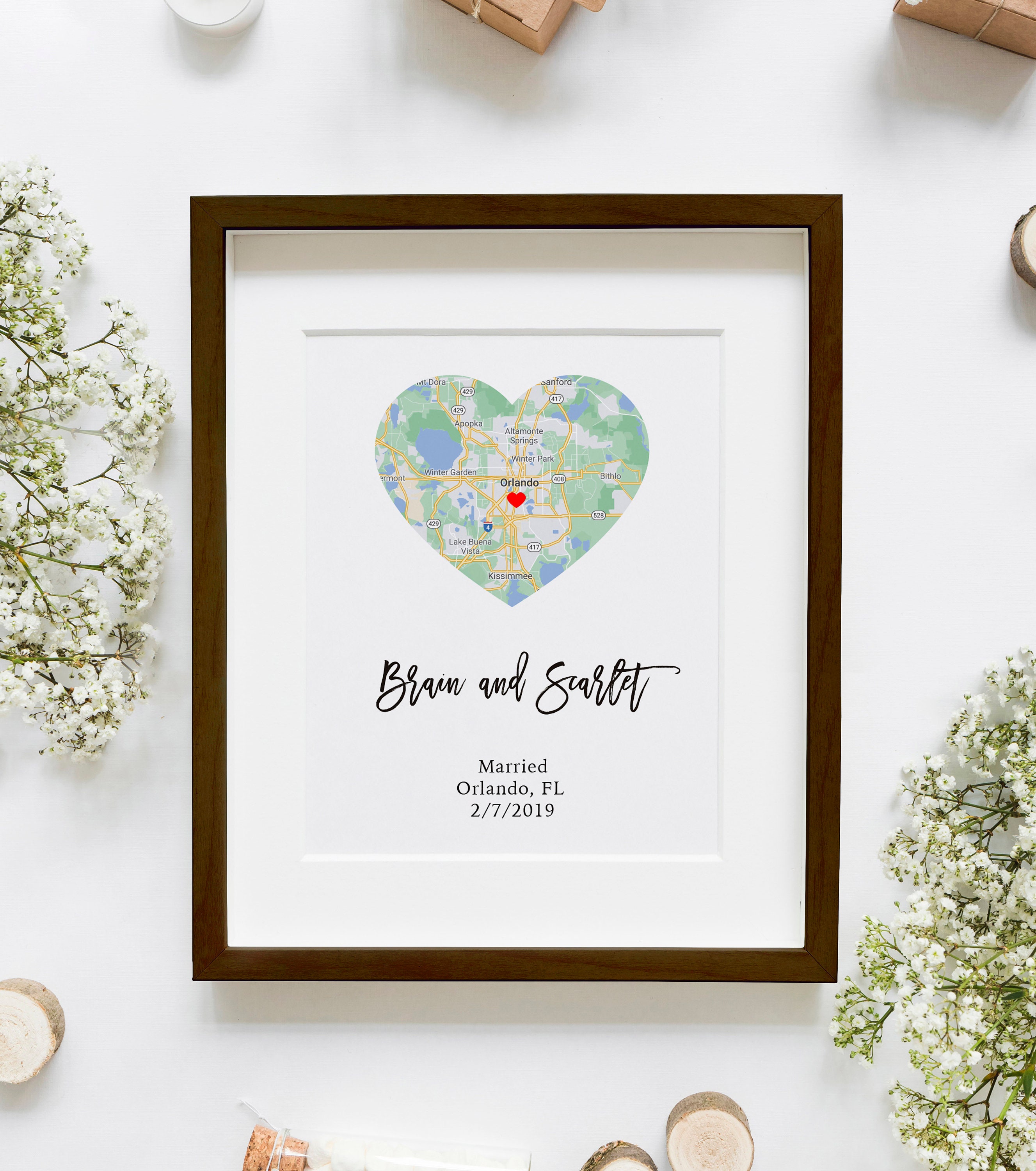 Wedding Gift Art Heart Map Gift for Couple Anniversary Gift | Etsy