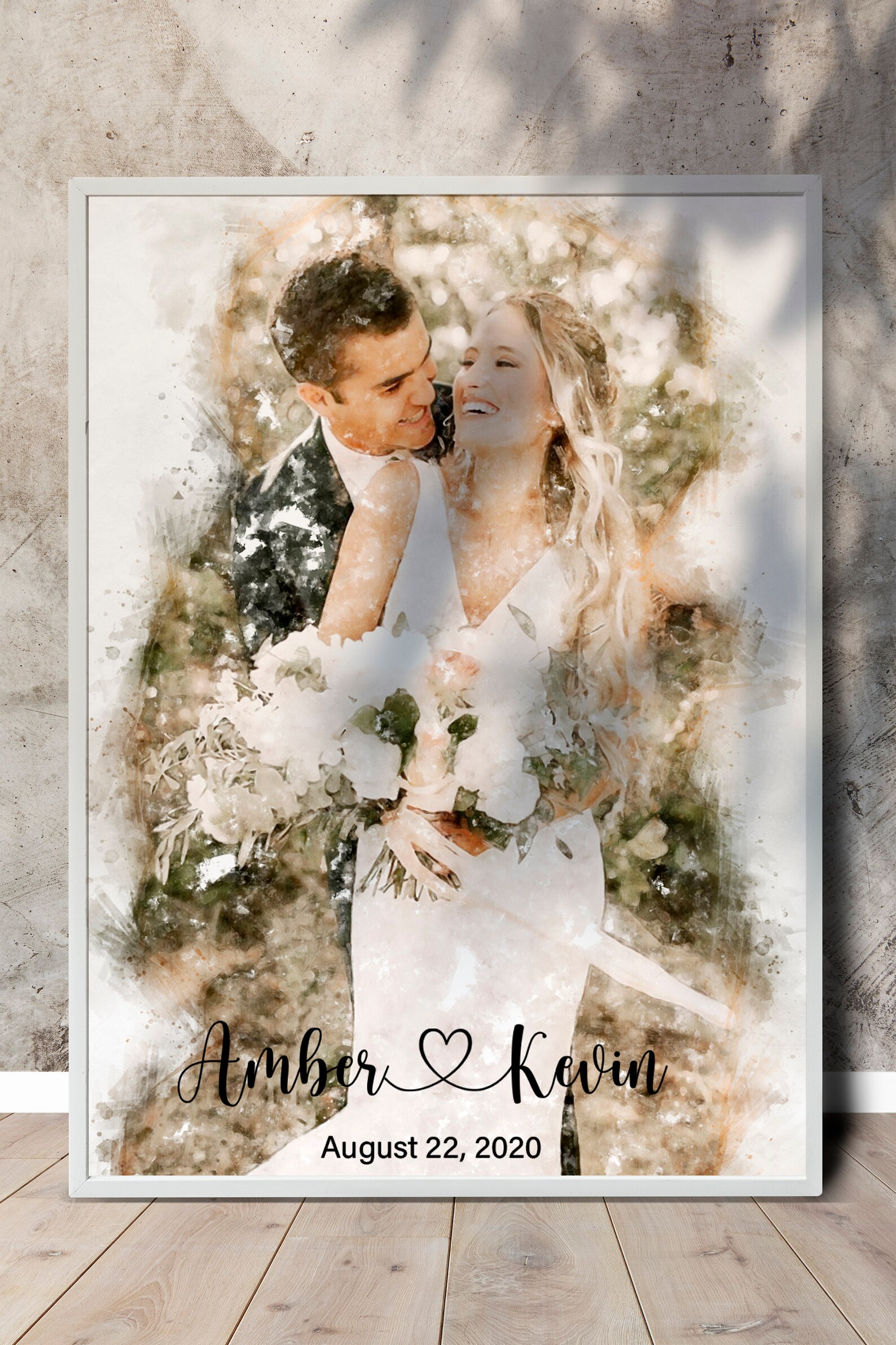 Custom Watercolor Couple Portrait, Anniversary Gift, Wedding ...