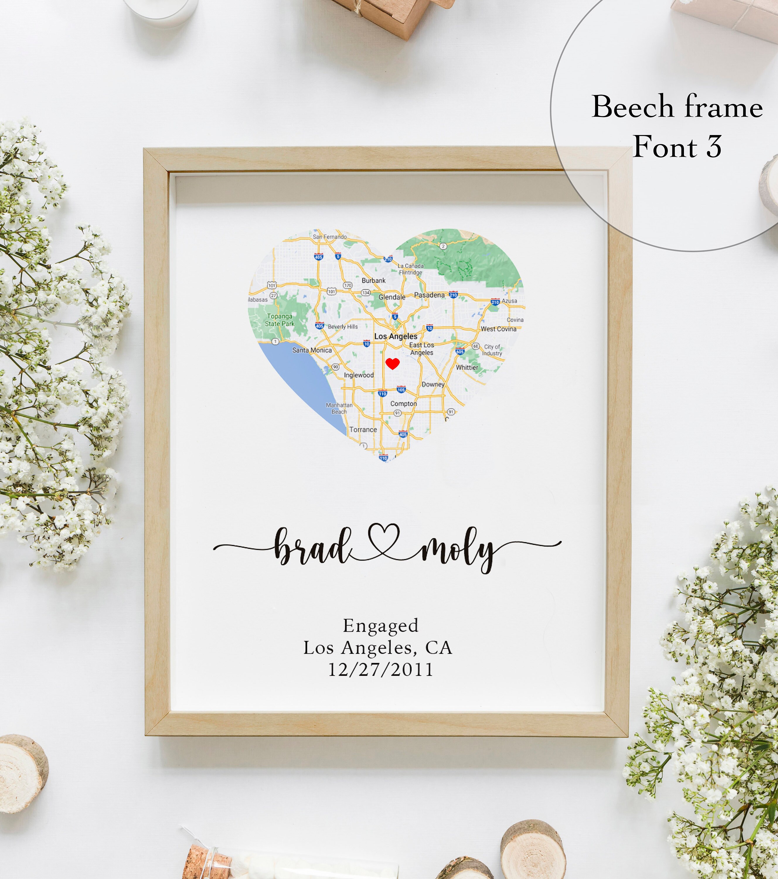 Wedding Gift Art Heart Map Gift for Couple Anniversary Gift | Etsy