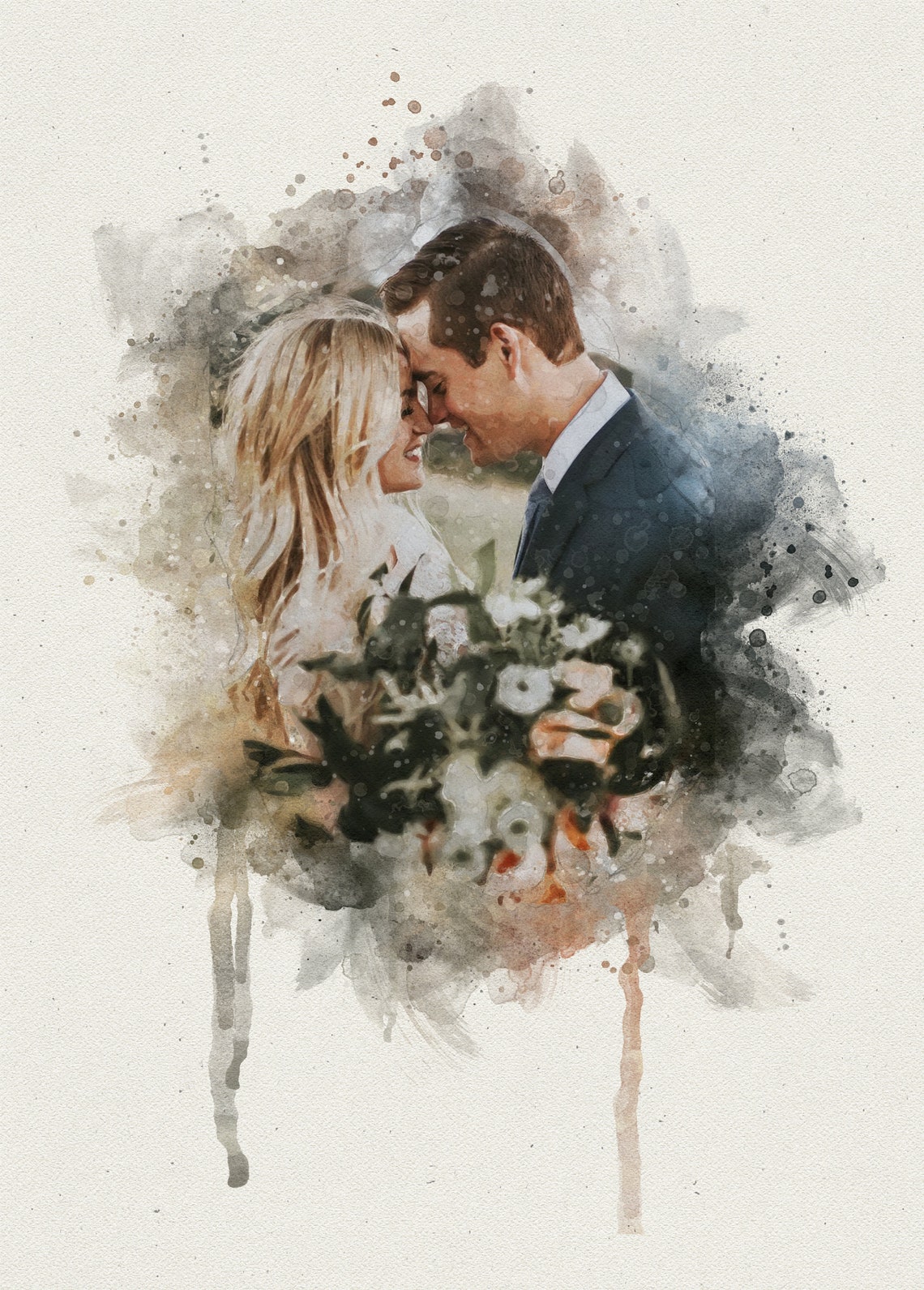 First 1st Anniversary Gift / Custom Portrait of Couple / - Etsy