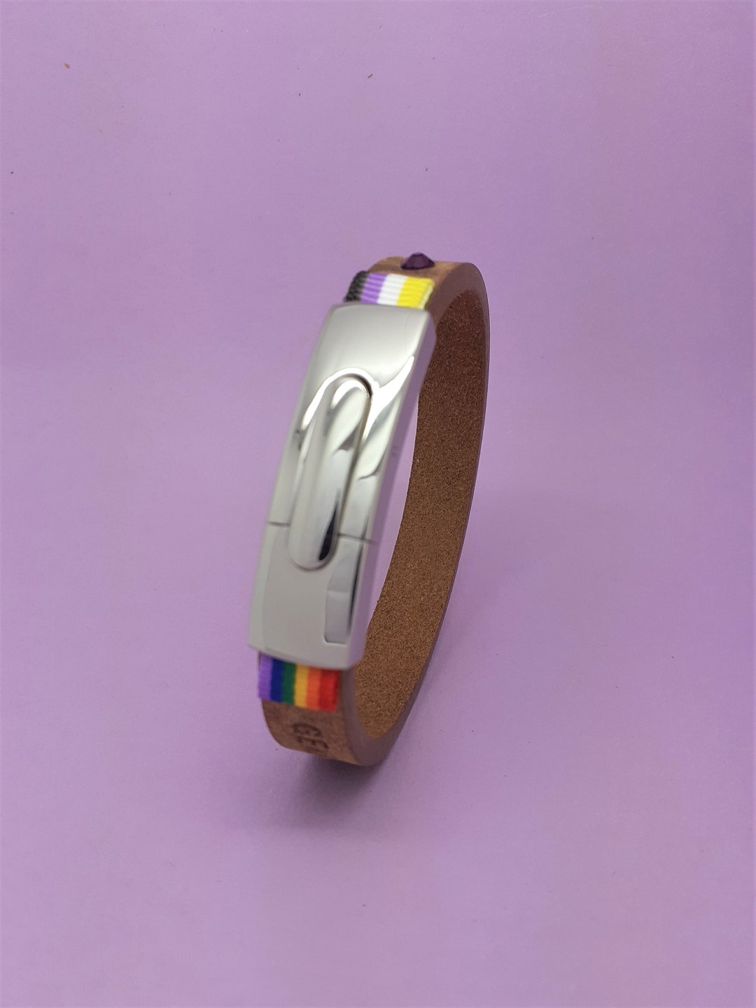 Non Binary Bracelet Lgbtqia Leather Pride Etsy