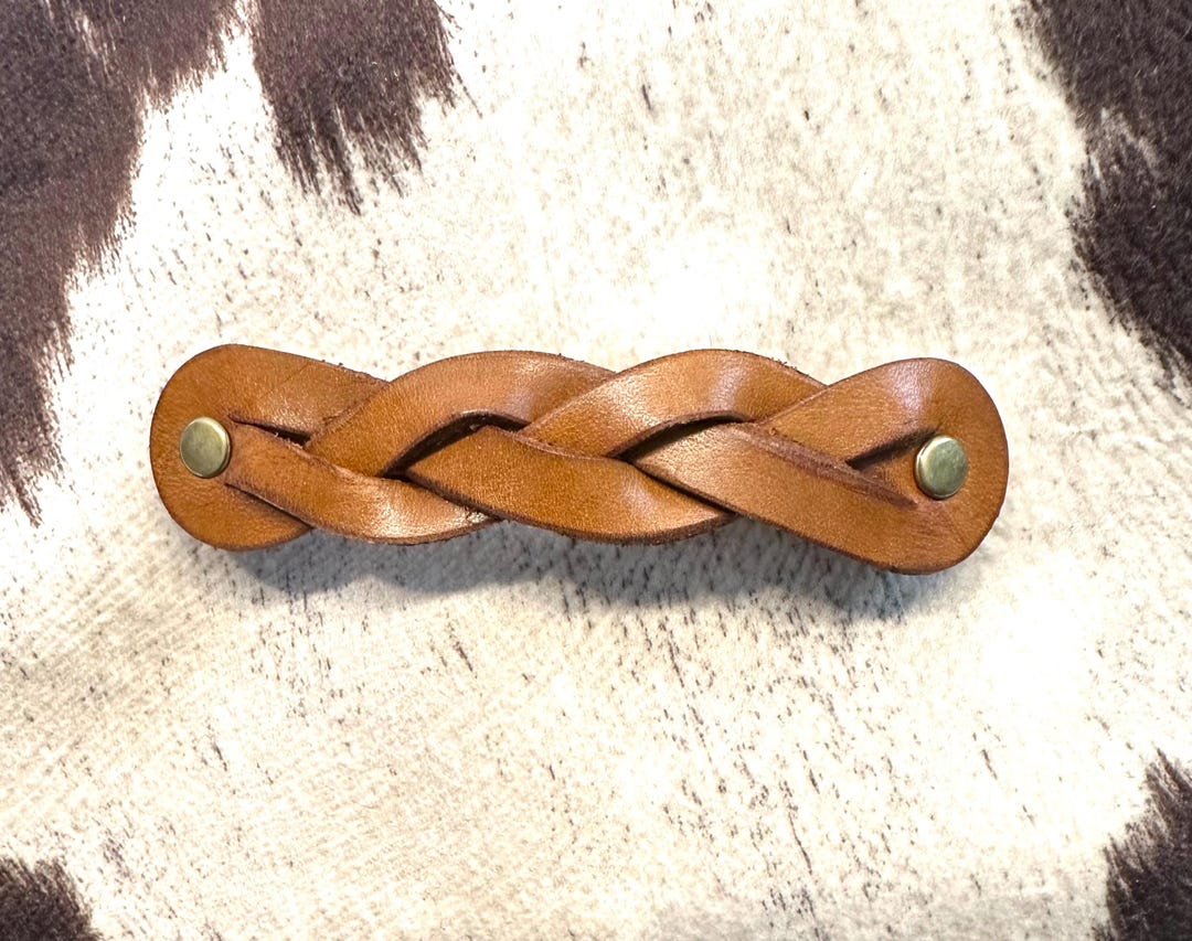Boho Style Leather Mystery Braid French Barrette 3 Inch in Canyon Tan ...