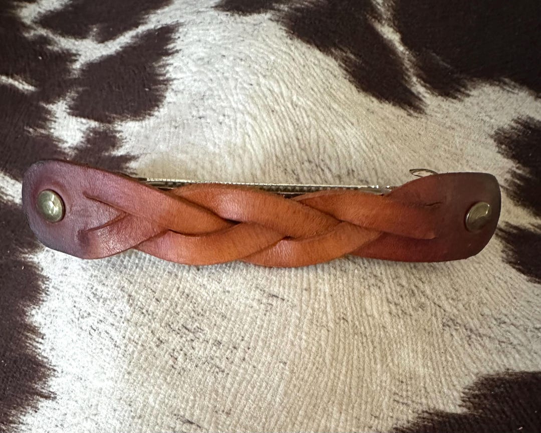 Boho Style Leather Mystery Braid French Barrette - Etsy