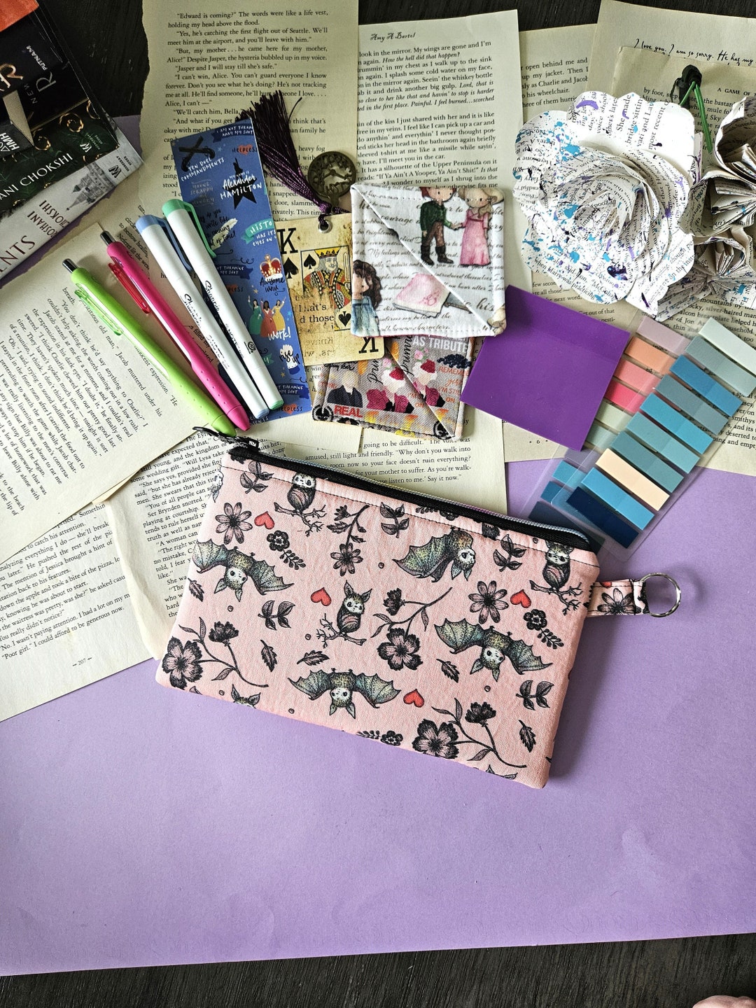 Bat Annotating Zipper Pouch, Annotation Supplies, Reading Merch for Her ...