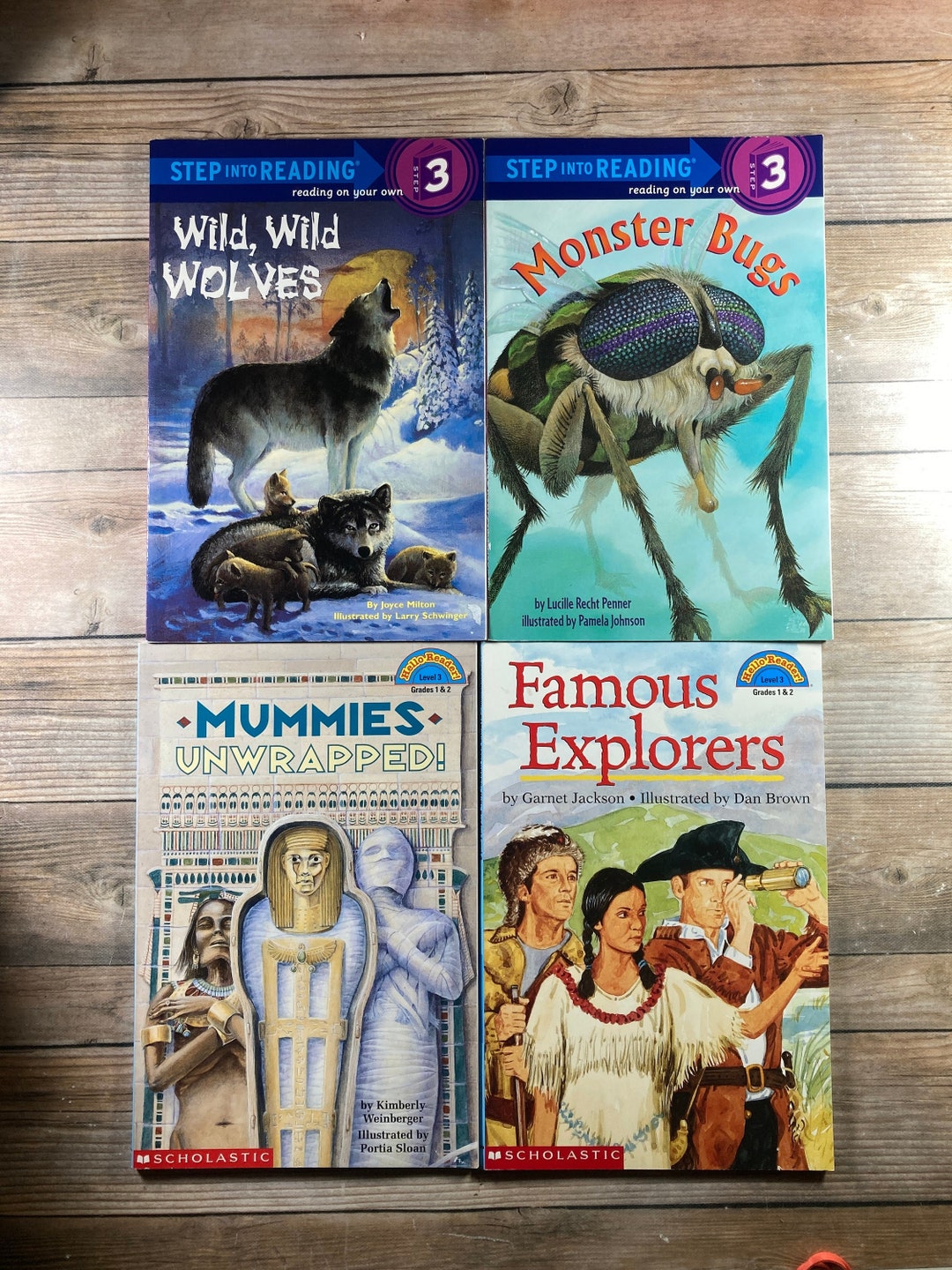 FOUR Level 3 Reading Books wild Wild Wolves Monster Bugs Mummies four-level-3-reading-books-wild-wild-wolves-monster-bugs-mummies