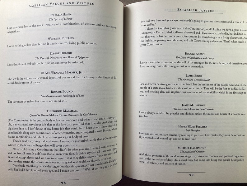1996 the Book of American Values and Virtues Our - Etsy