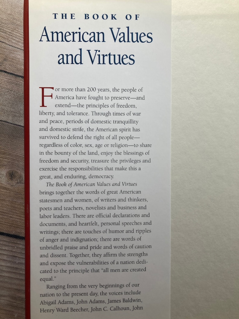 1996 the Book of American Values and Virtues Our | Etsy